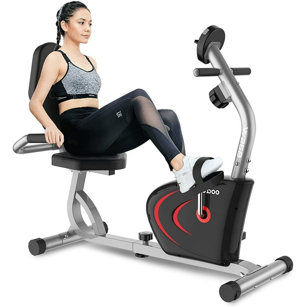 Pooboo Recumbent Exercise Bikes Sit Down Stationary Bicycle Magnetic ...