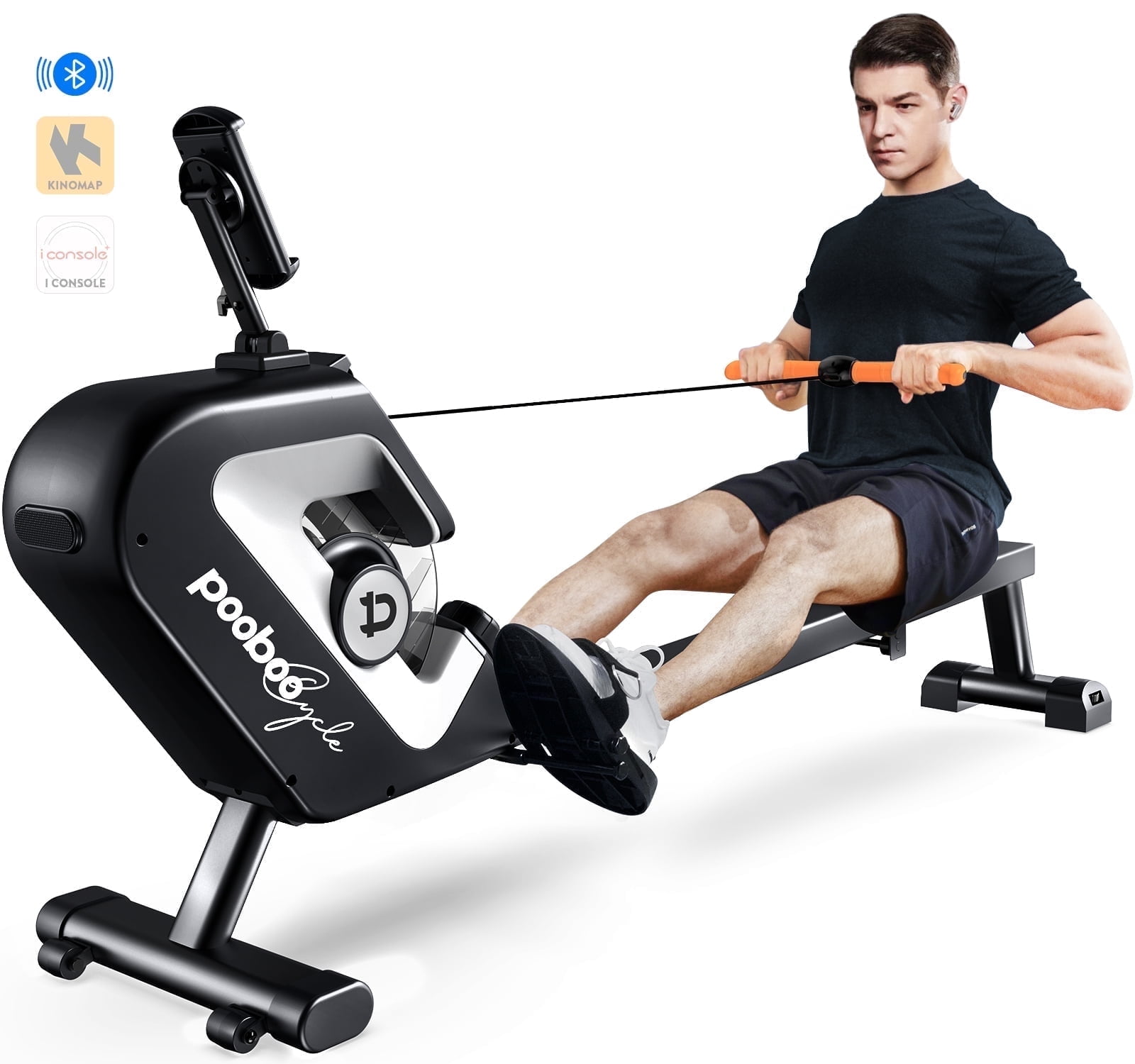 POOBOO Magnetic Rowing Machine, 8-Level Adjustable Resistance, Foldable ...