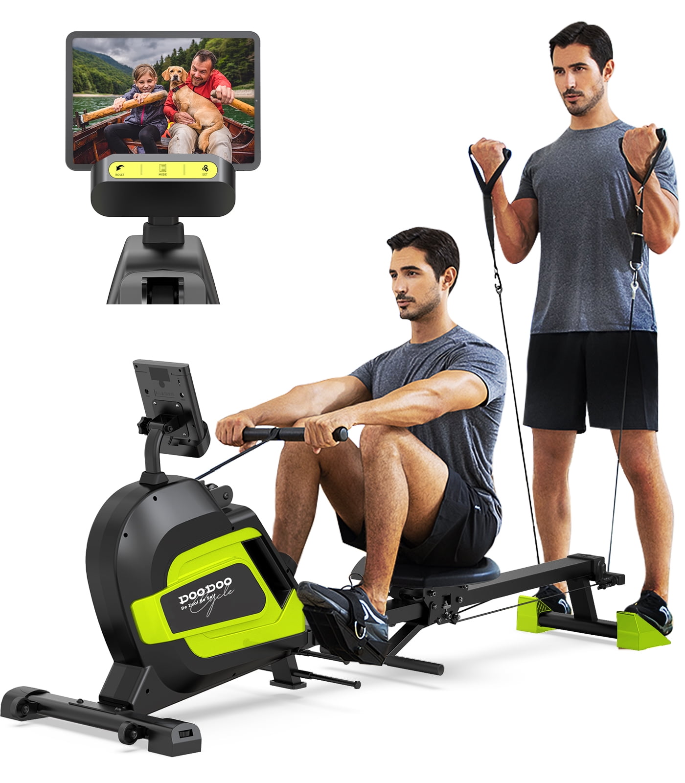 POOBOO Rowing Machine, 350 LB Capacity, Magnetic Resistance, Compact ...