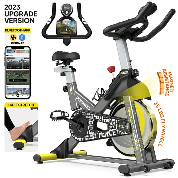 Pooboo Stationary Exercise bike Magnetic Resistance Cycling Bicycle with LCD Monitor for Indoor ...