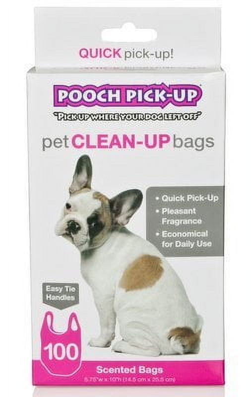 Pooch Pick-Up Doggie Waste Clean-Up Bags, Pink, 100-Count, Scented with ...