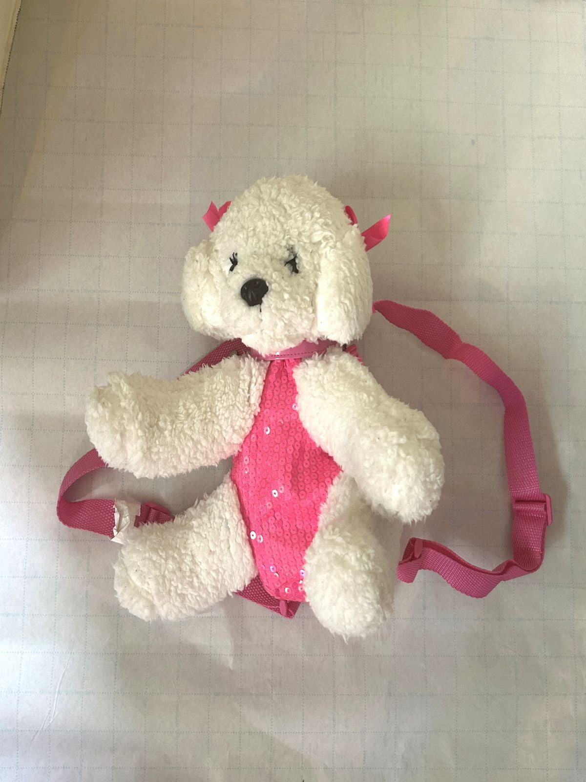 Poochie & Co Plush White/Pink Sequin Puppy Backpack - Walmart.com