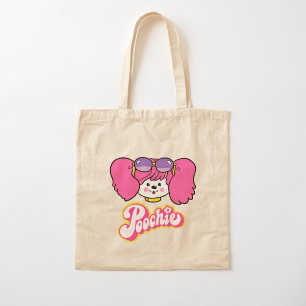 Poochie Face - Retro 80S Pink Dog Cotton Tote Bag Canvas Tote Bag ...