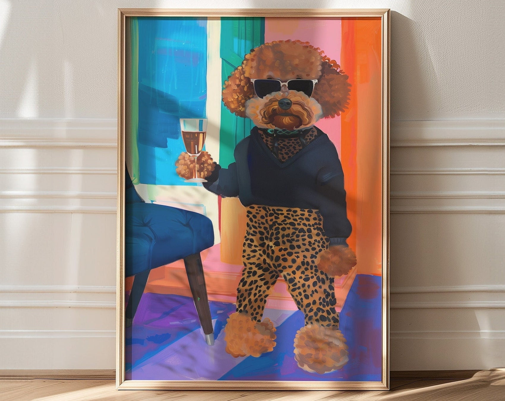 Poodle Art Print, Cute Poodle Poster, Dog Mom Gift, Dopamine Decor ...