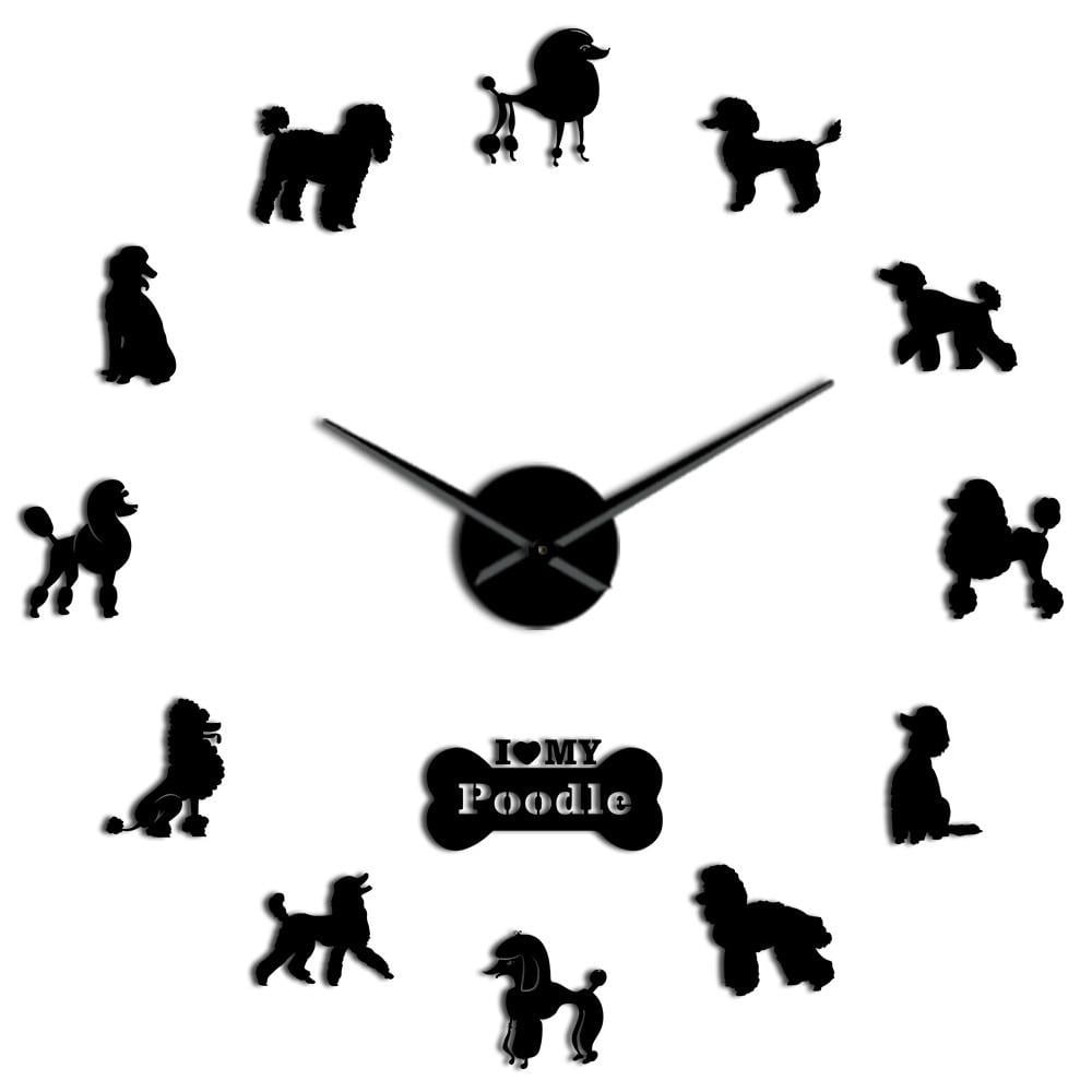 Poodle Big Hand Modern Wall Clock DIY Giant Wall Clock Dining Room Wall ...