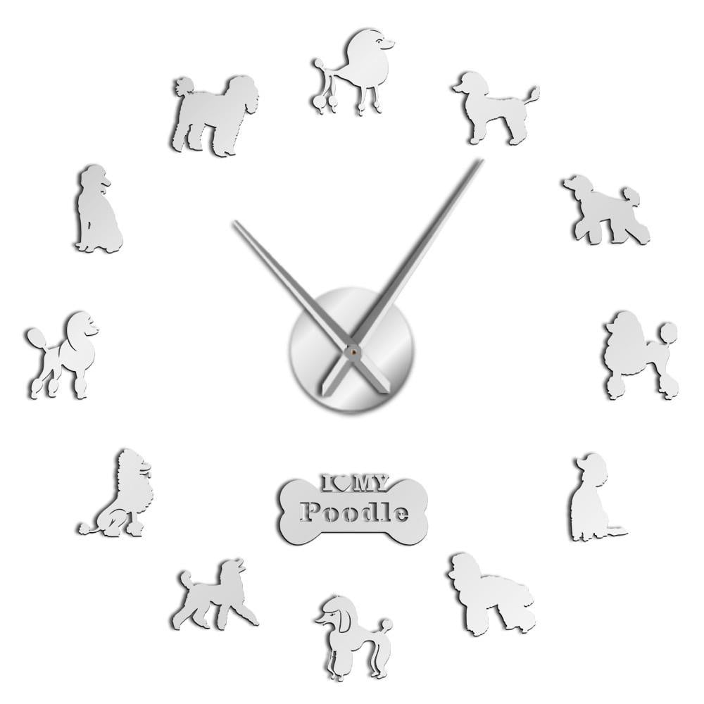 Poodle Big Hand Modern Wall Clock DIY Giant Wall Clock Dining Room Wall ...