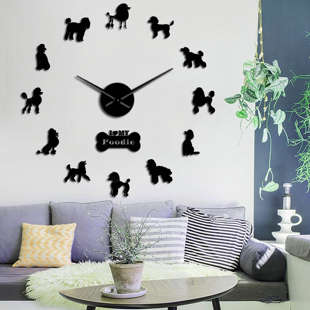 Poodle Big Hand Modern Wall Clocks Pudelhund DIY Giant Wall Clock ...