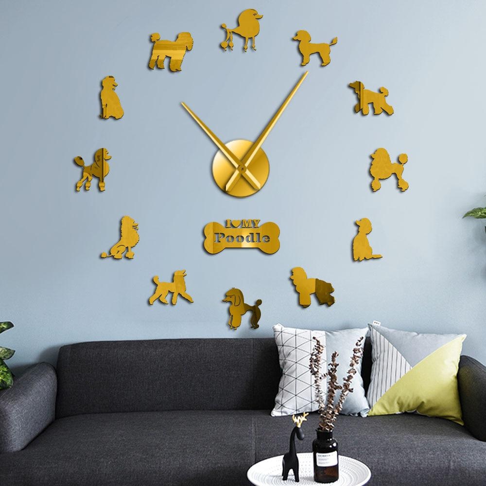 Poodle Big Hand Modern Wall Clocks Pudelhund DIY Giant Wall Clock ...