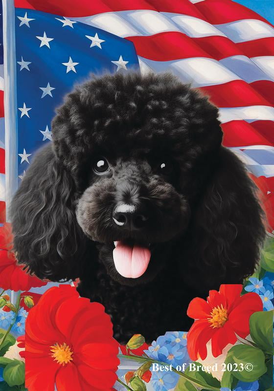Poodle Black - Best of Breed Patriotic I House Flag - Walmart.com