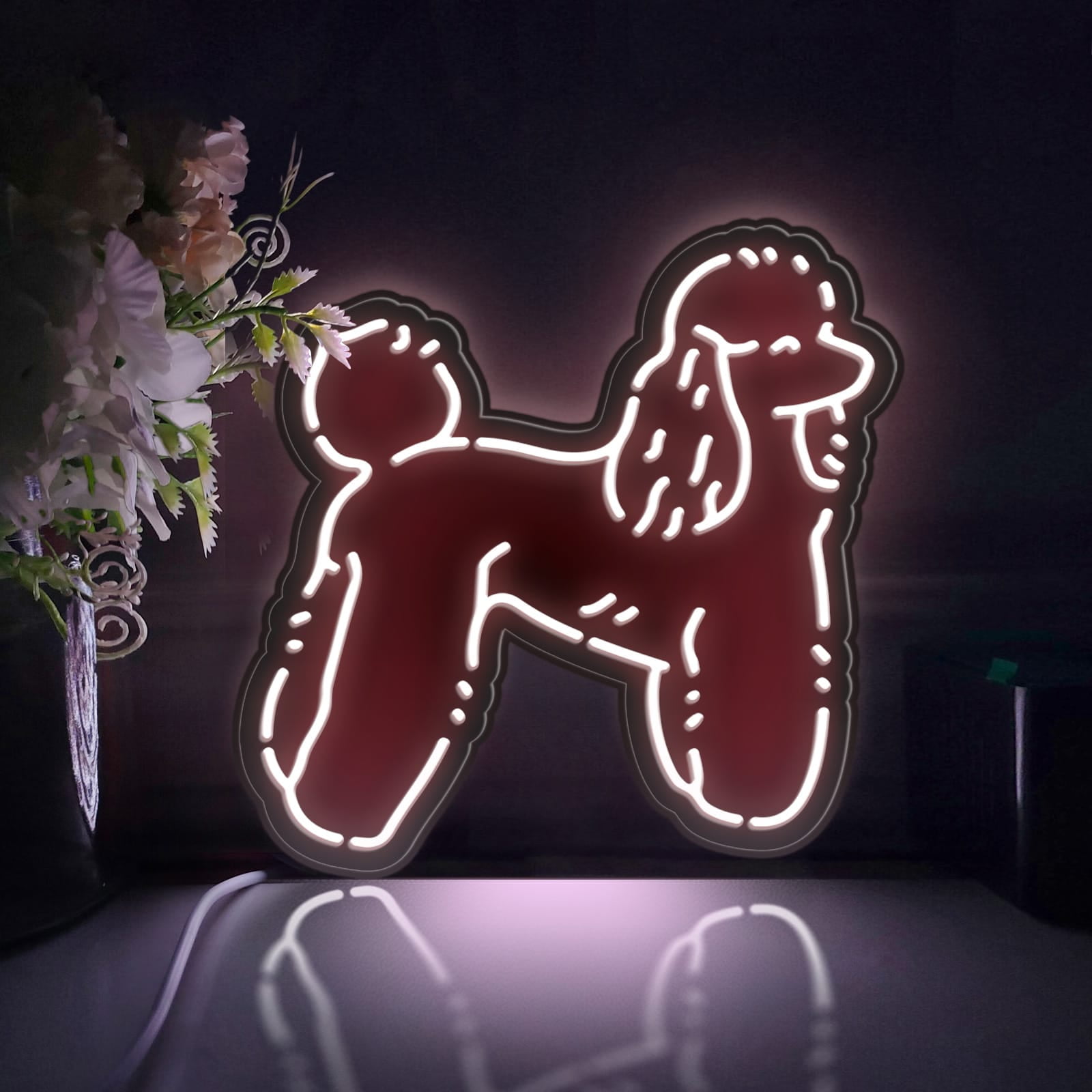 Poodle Breed Led Light Box, Dimmable Neon-Like Light Signs USB Power ...