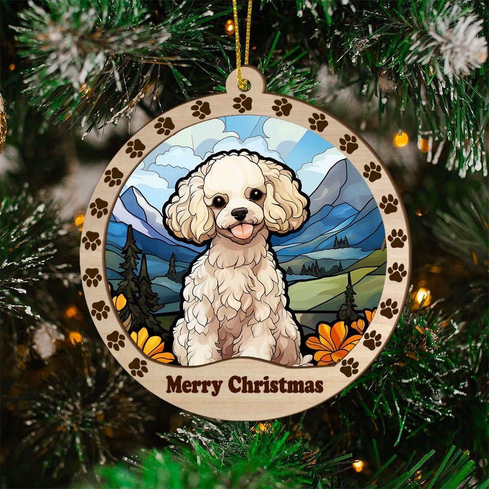 Poodle Christmas Decorations, Poodle Dog Christmas Stained Glass ...