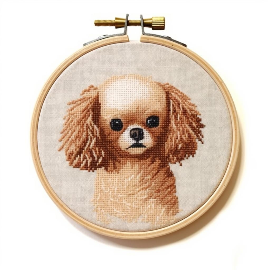Poodle DIY Stamped Cross Stitch Kits for Beginners Easy with Hoop 11CT ...