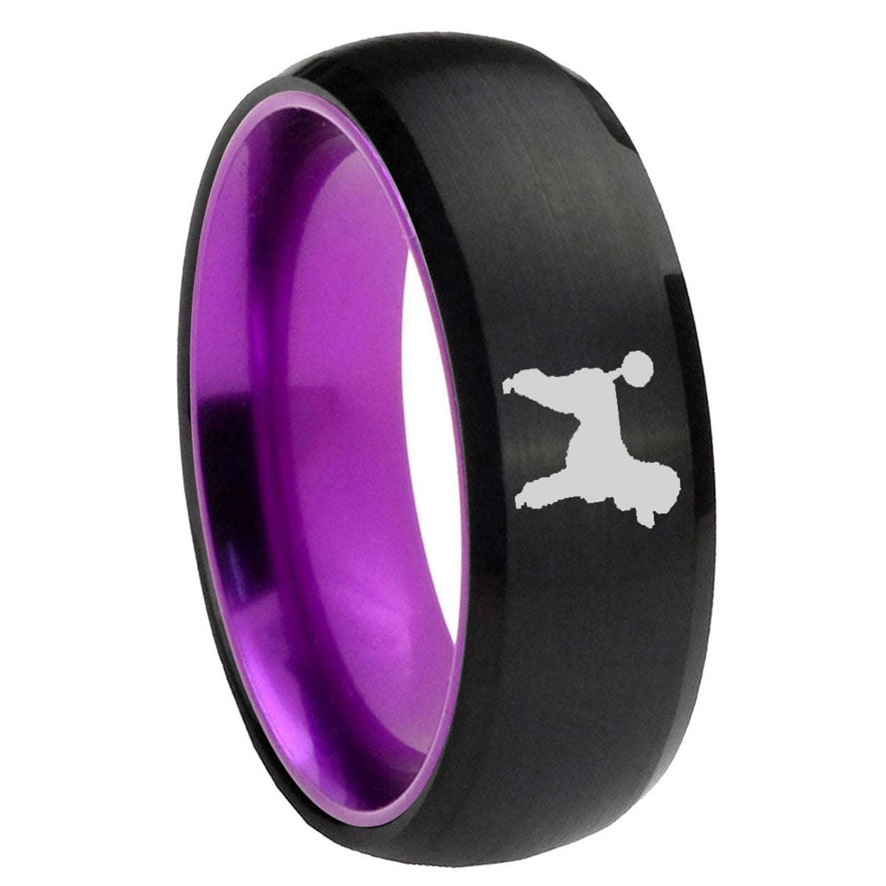 Poodle Design 8MM Dome Black And Purple Tungsten Men Ring - Walmart.com