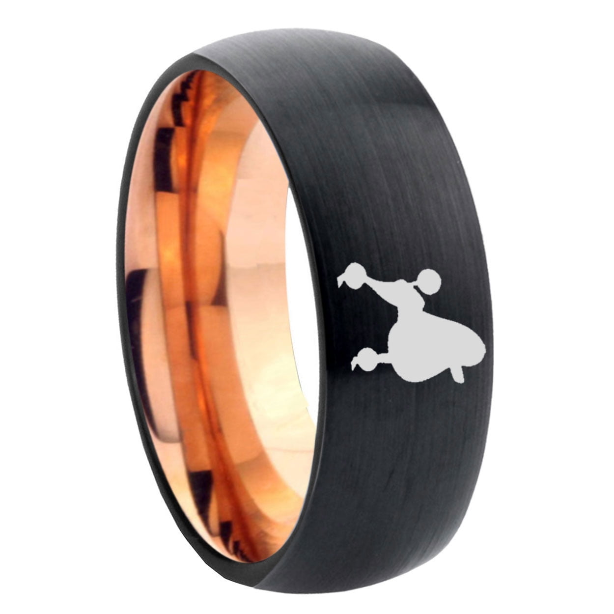 Poodle Dog 8MM Dome Black And Rose Gold Tungsten Wedding Ring - Walmart.com