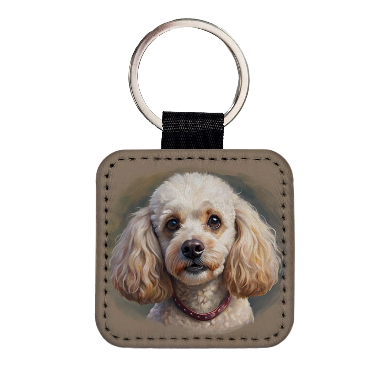 Poodle Dog Illustration Faux Leather Square Keychain - Walmart.com