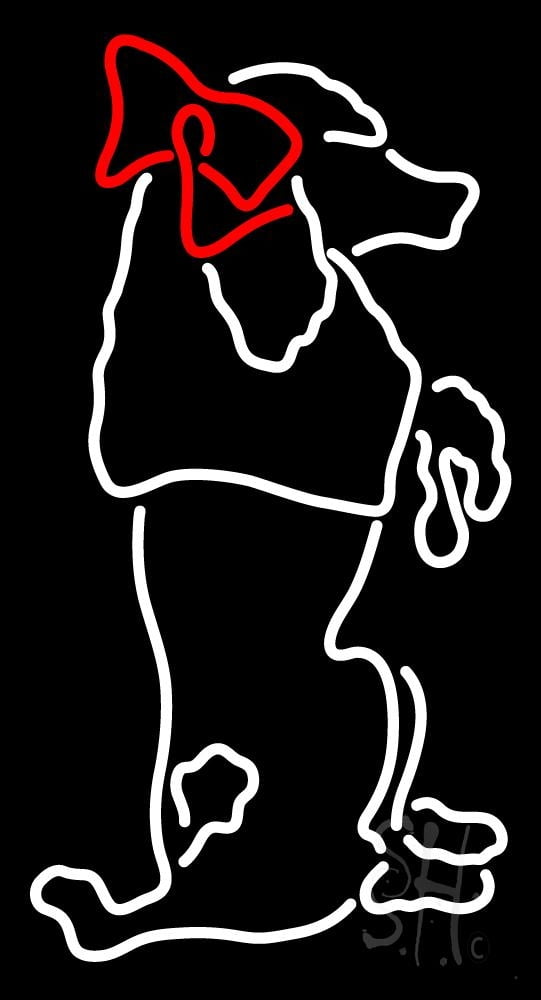 Poodle Dog Logo LED Neon Sign 37" Tall x 20" Wide - inches Black Square ...