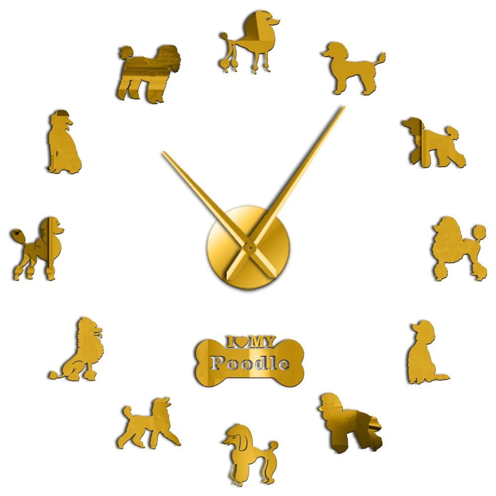 Poodle Dog Silhouettes Frameless Wall Clock Stickers, DIY Modern ...