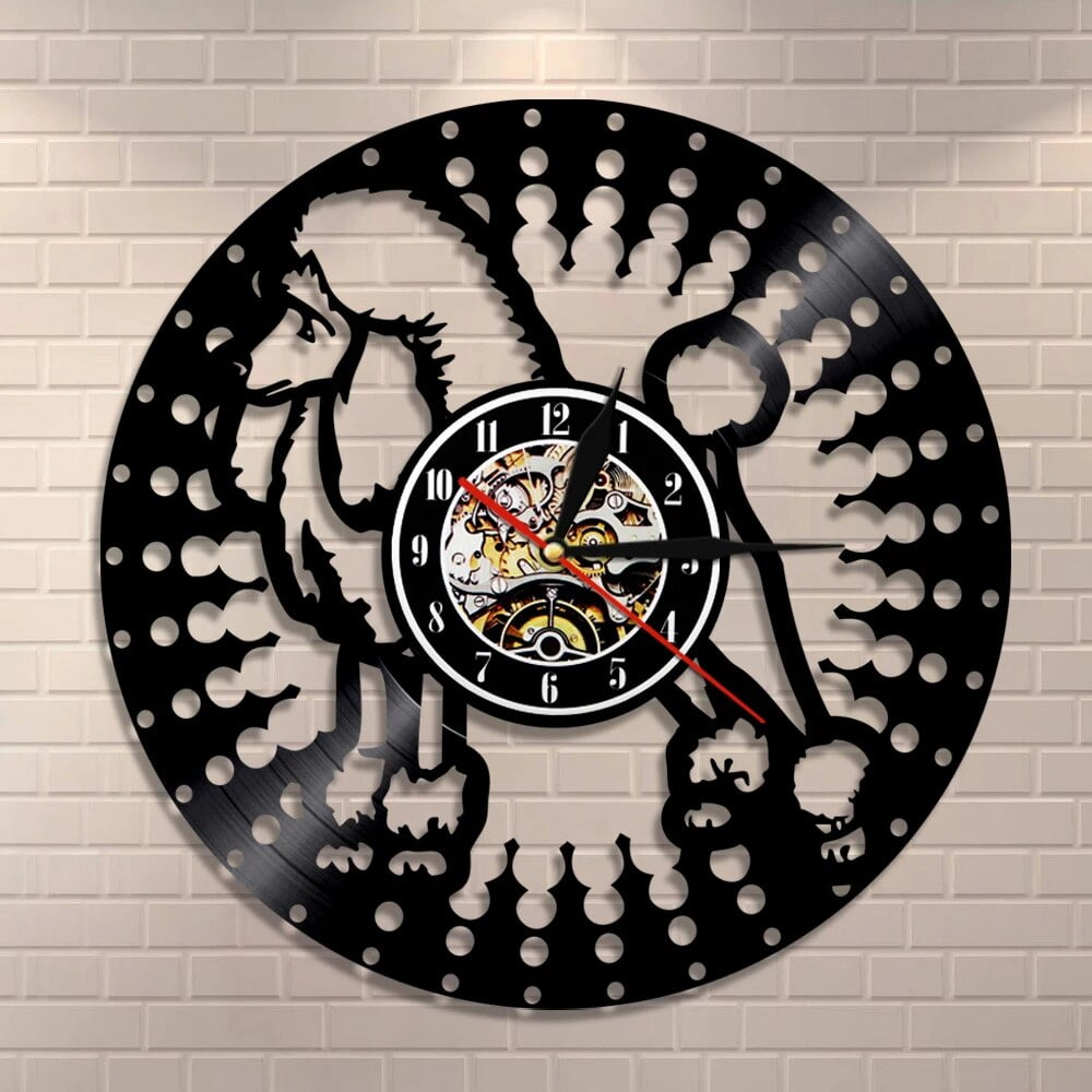 Poodle Dog Vinyl Wall Clock,Vinyl Record Clock Wall Art Black Handmade ...
