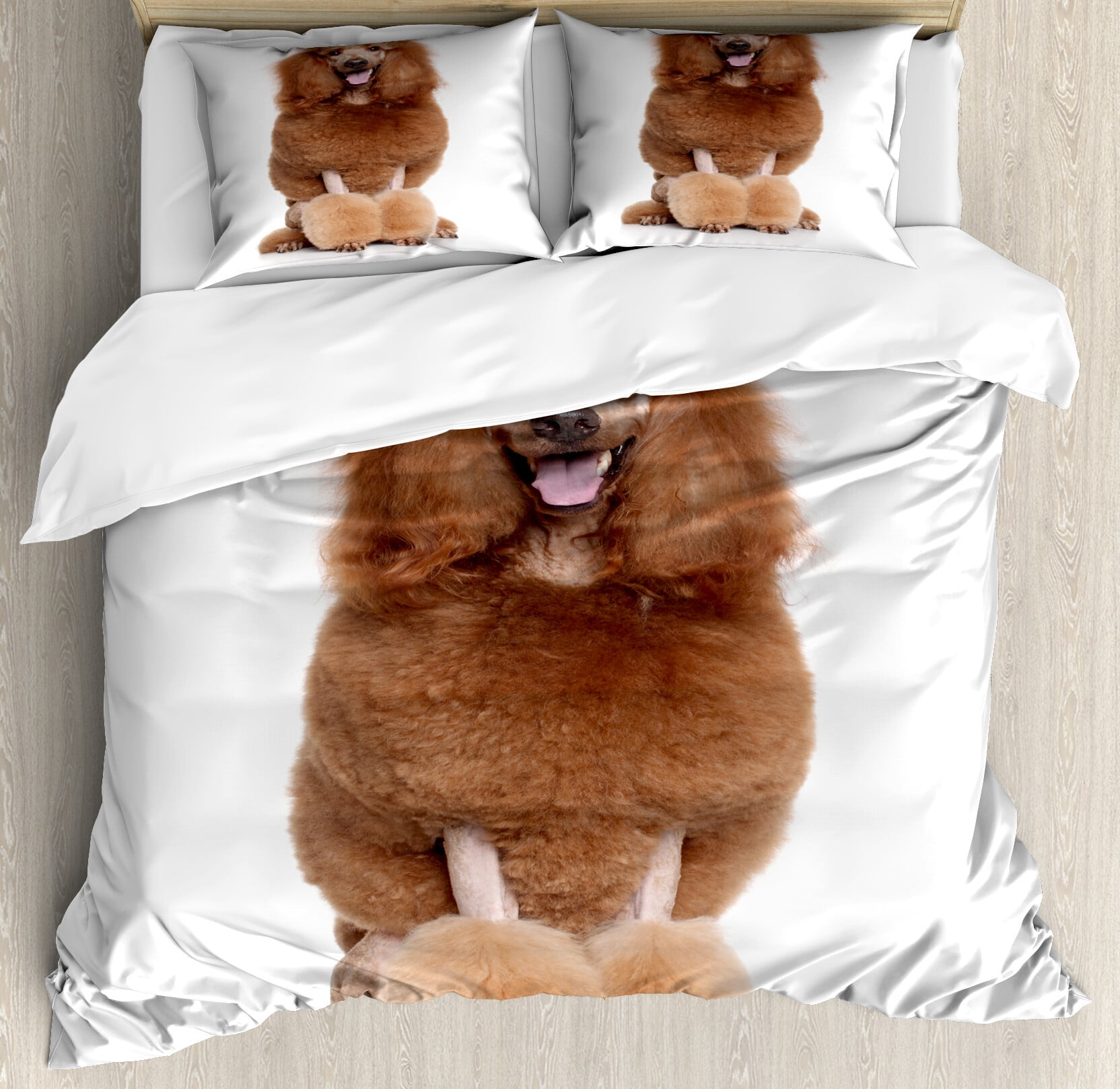 Poodle Duvet Cover Set, Dog Sitting on a White Backdrop with a Tongue ...
