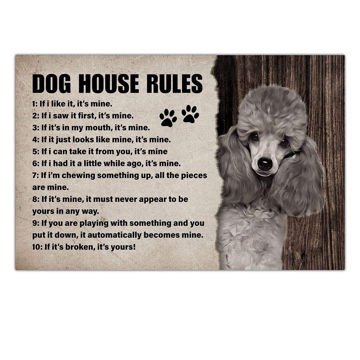 Poodle Floor Non-slip Doormat Porch Patio Outside Dog House Rules Funny ...