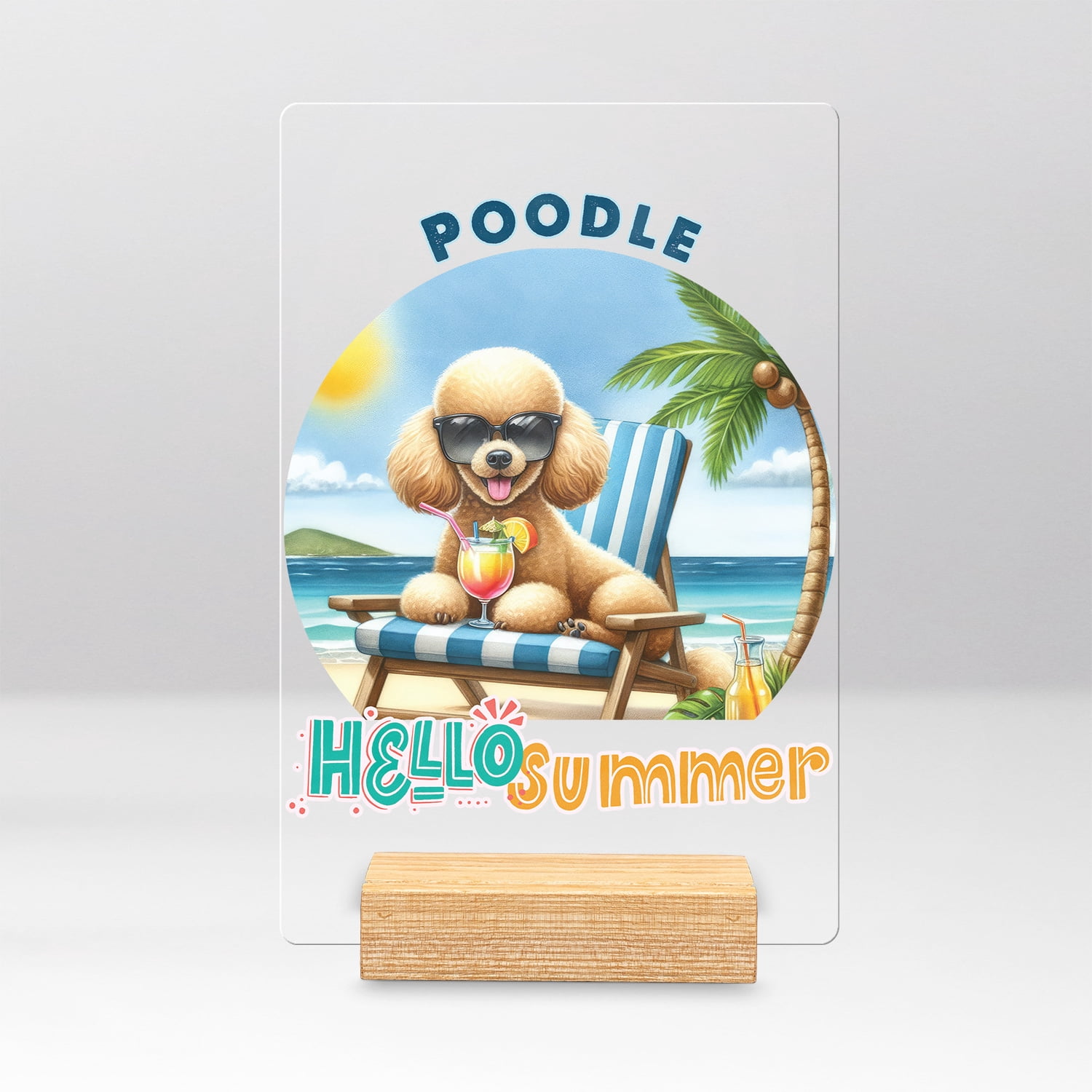 Poodle Hello Summer Beach Theme with Sunglasses and Tropical Cocktail ...
