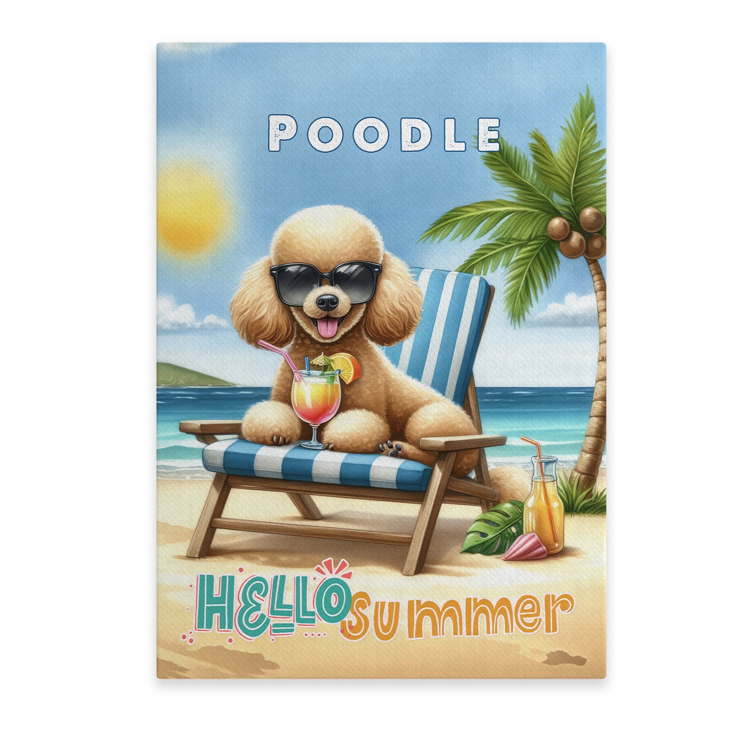 Poodle Hello Summer Beach Theme with Sunglasses and Tropical Cocktail ...