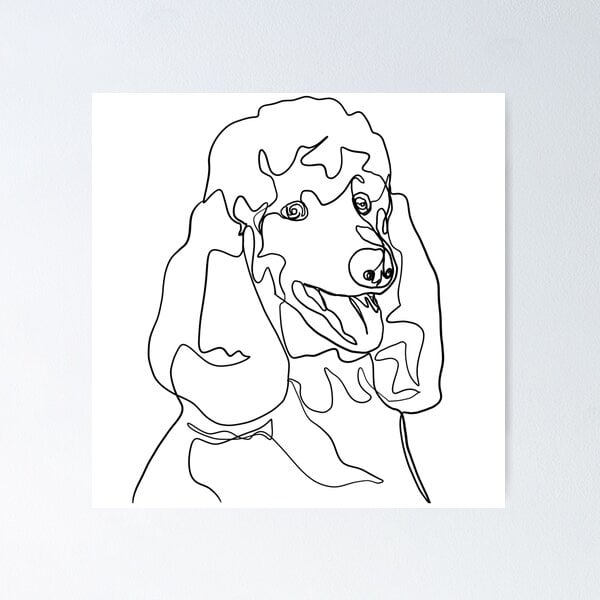 Poodle Line Drawing Poster Wall Art, Modern Wall Decor For Living Room ...