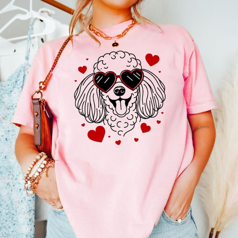 Poodle Love Valentine Tee, Poodle Mom Shirt, Heartful Poodle Tee, Valentine Shirt - Walmart.com