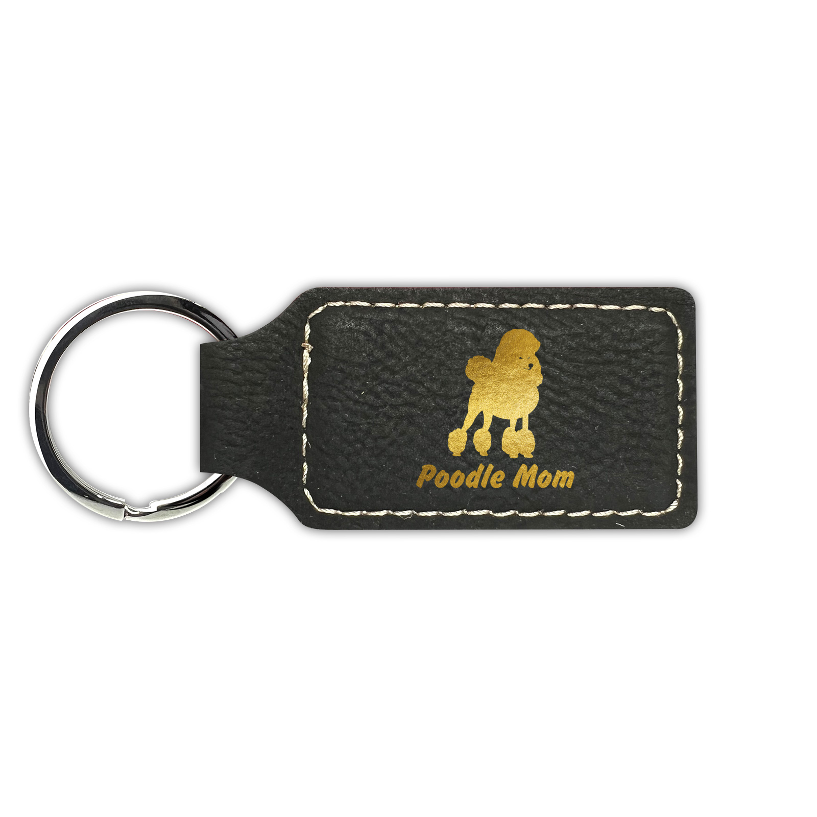 Poodle Mom Keychain Leatherette Rectangle - Laser Engraved - Many ...