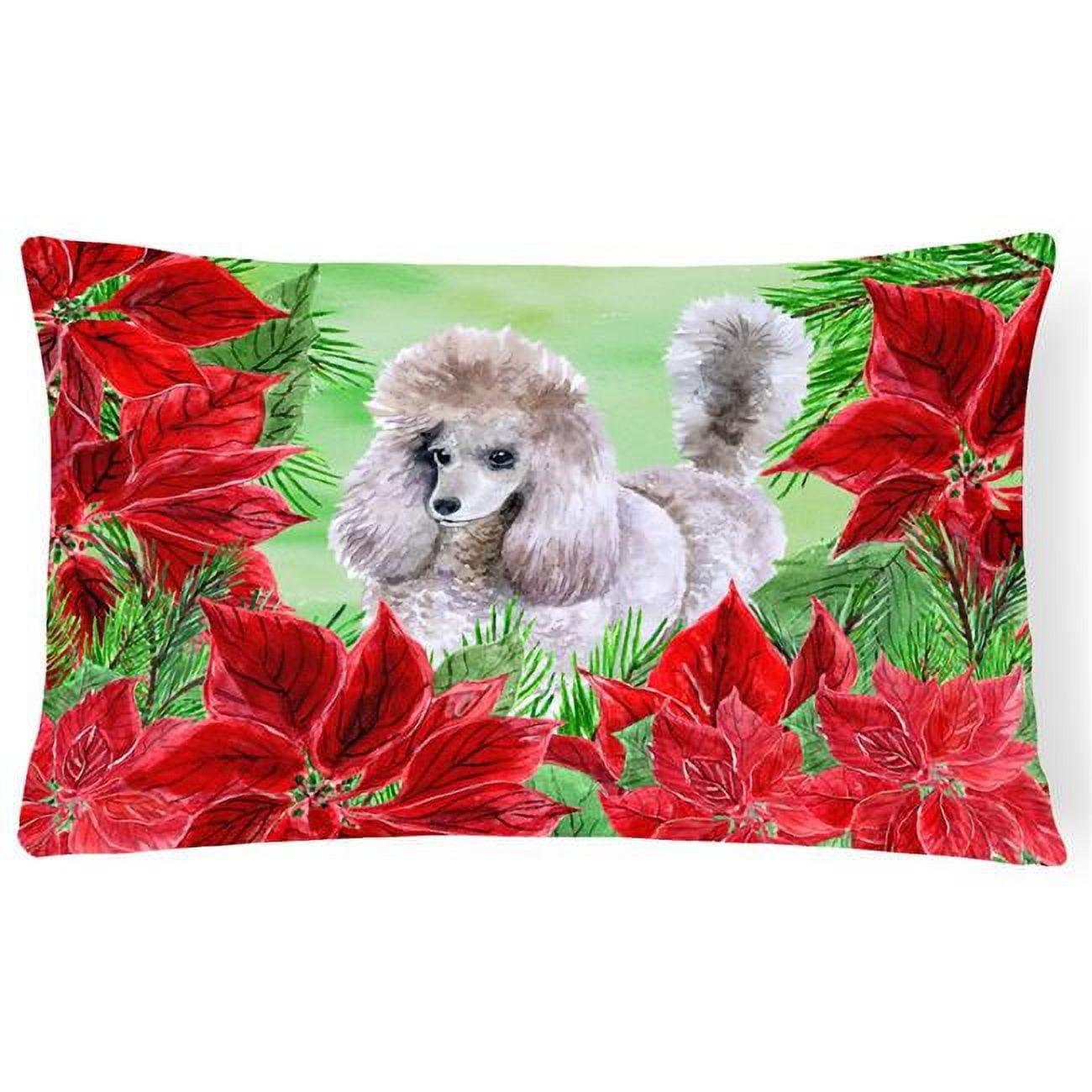 Poodle Poinsettas Canvas Fabric Decorative Pillow - Walmart.com