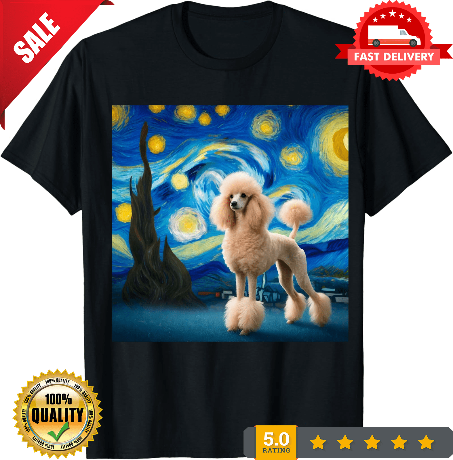 Poodle Starry Night Shirt, Poodle Dog Van Gogh Shirt, Poodle Dog Shirt ...