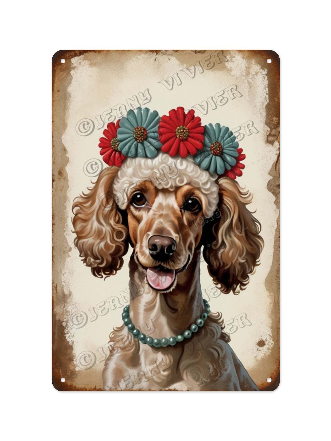 Poodle Vintage Aluminum Sign 8x12 Inches - Cute and Playful Dog Decor ...