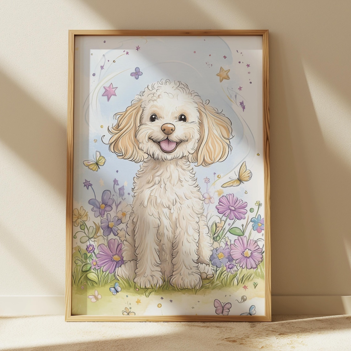 Poodle Wall Art Print, Nursery Decor, Dog Portrait, Puppy Artwork ...