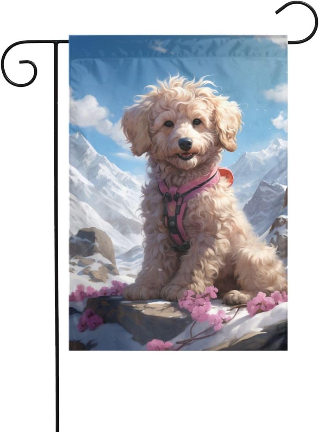 Poodle on snowy rocky mountain Garden Flags Double Sided,Garden Flags ...