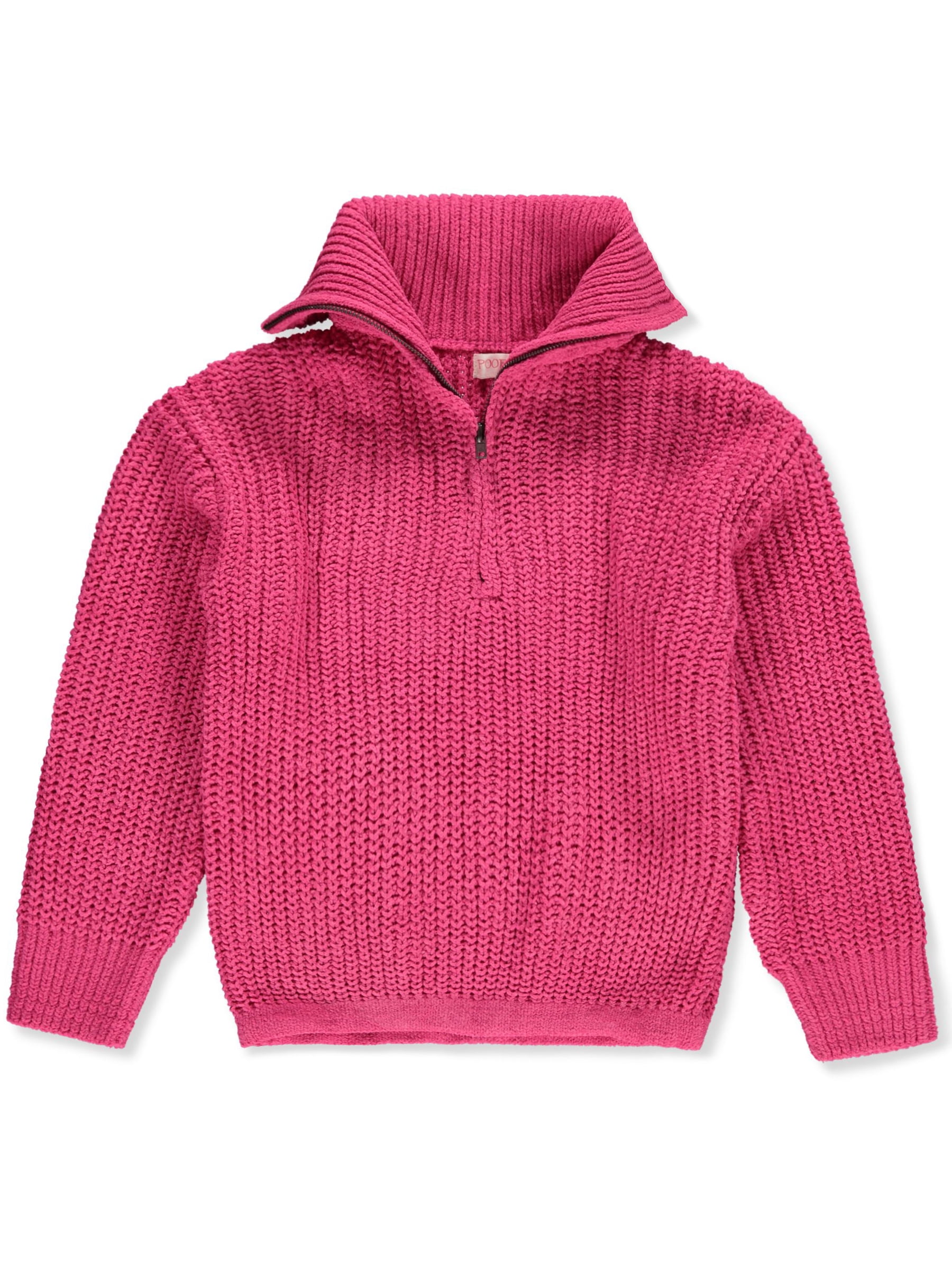 Poof Girl Girls' Knit 1/4 Zip Sweater - fuchsia, 14 - 16 - Walmart.com