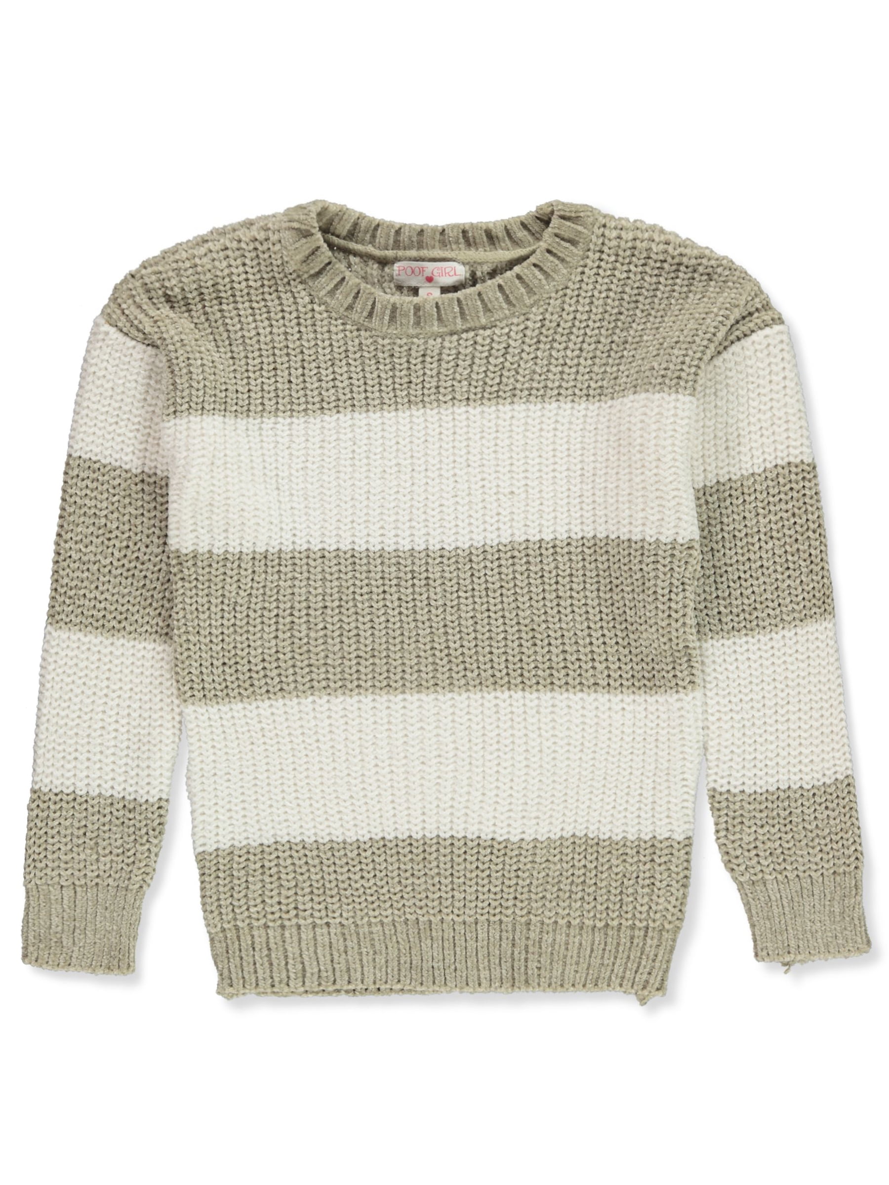 Poof Girl Girls' Striped Rugby Sweater Color: ivory Size: 7 - 8 ...