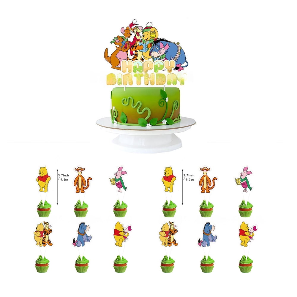 Pooh Bear Birthday Cake Topper Set – 1 Large “Happy Birthday” Topper ...