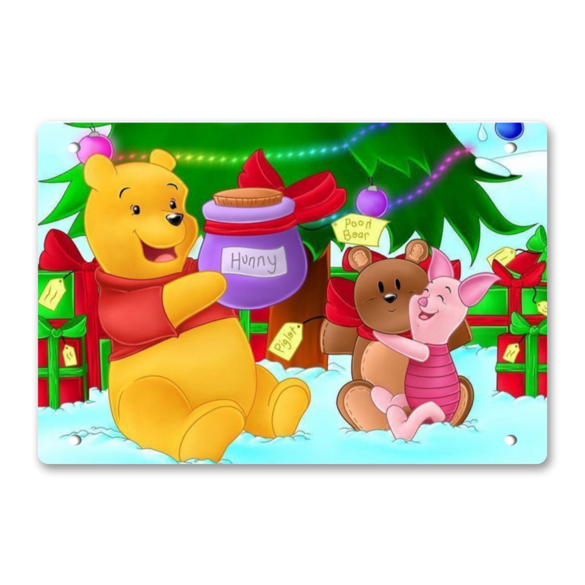 Pooh Bear Wall Sign - Cartoon Aluminum Poster 12 X 8 Inch Home Bar Wall ...