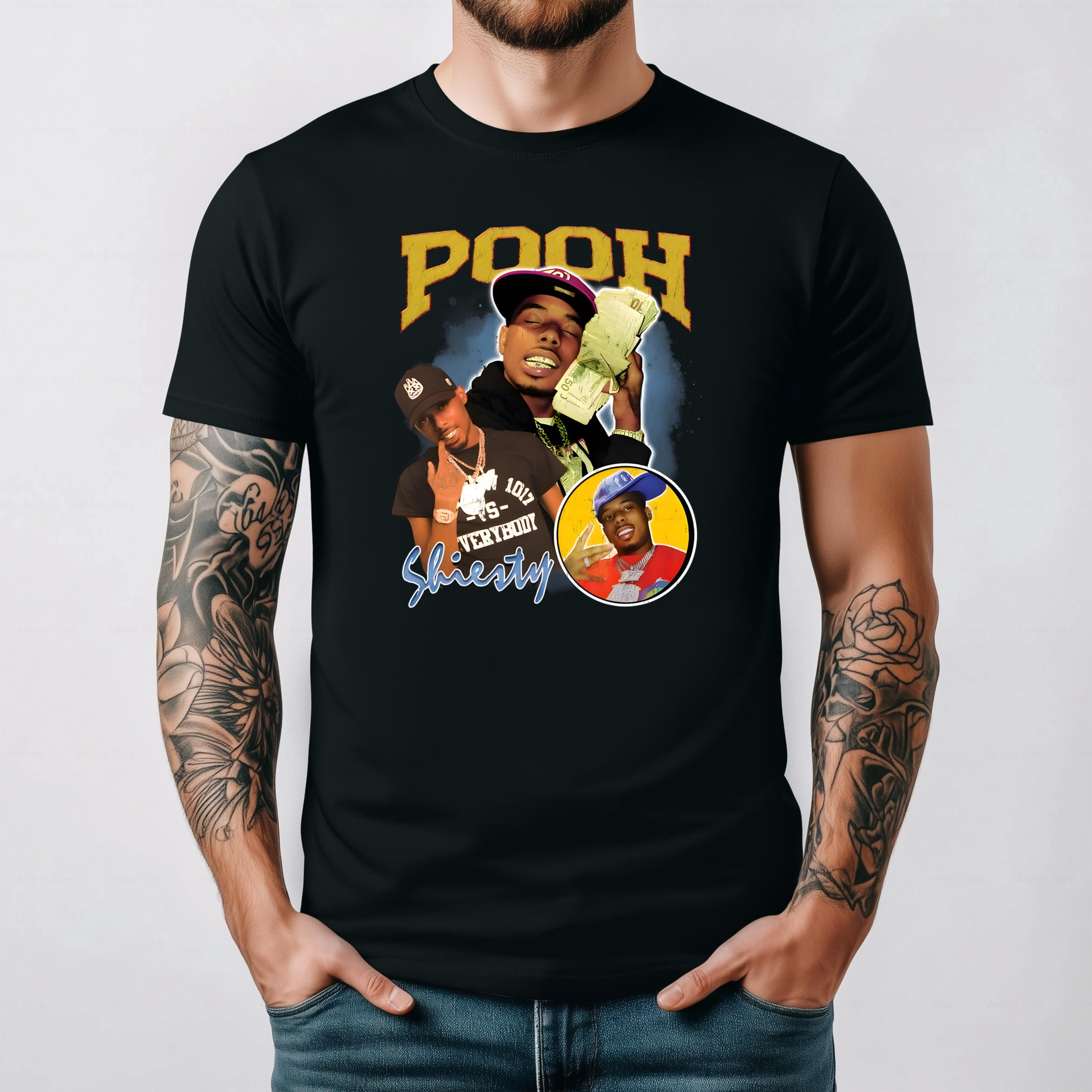 Pooh Shiesty Vintage Rap Bootleg Style Graphic T-Shirt Design unisex up ...