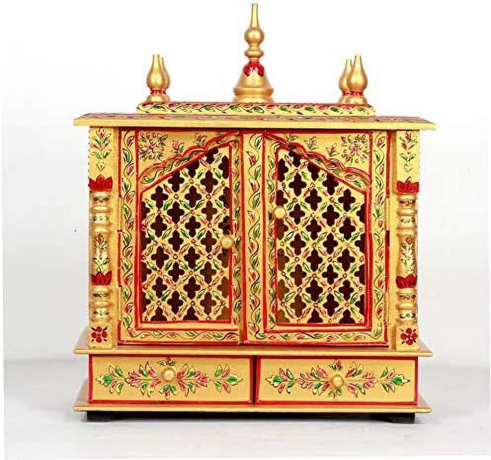 Pooja MANDIR WOODEN TEMPLE With Doors for Home Office Prayer Room ...