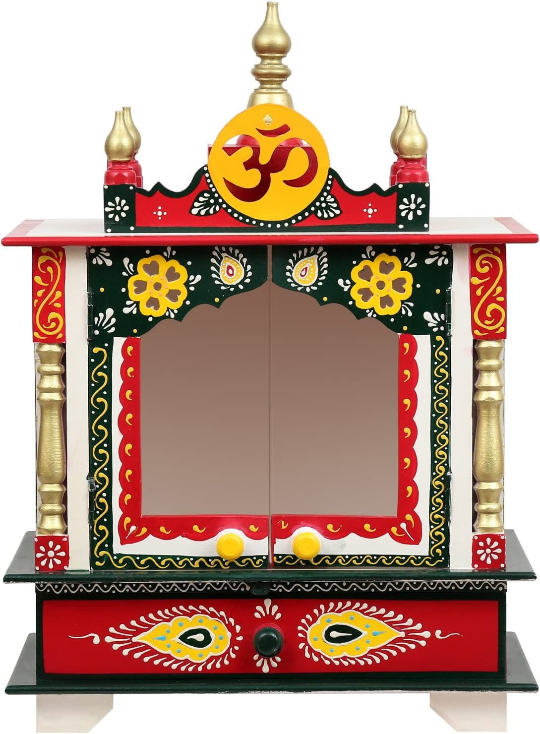 Pooja MANDIR WOODEN TEMPLE With Doors for Home Office Prayer Room ...