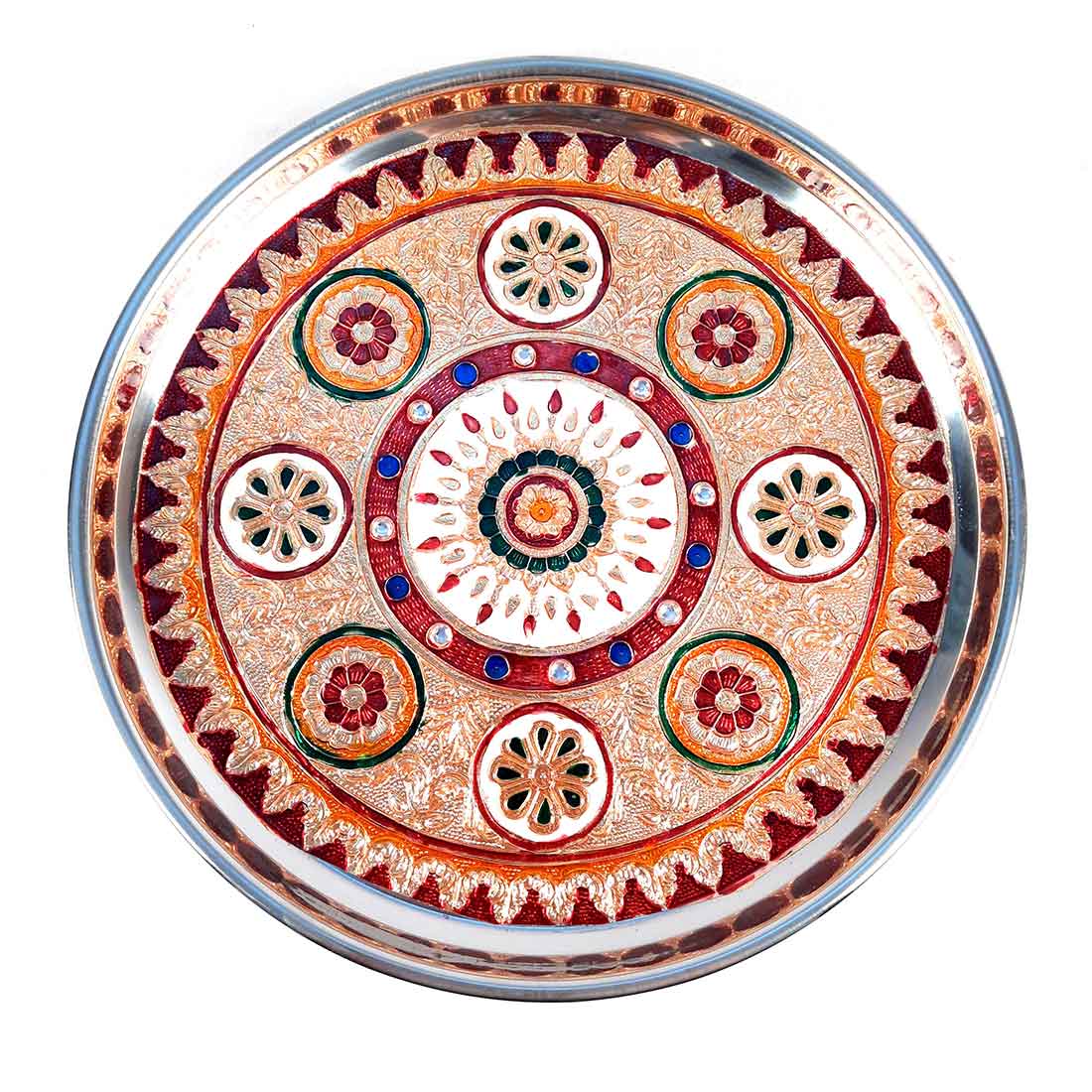 Pooja Plate | Aarti Thali - Flower Design - For Ganesh Pooja, Diwali ...