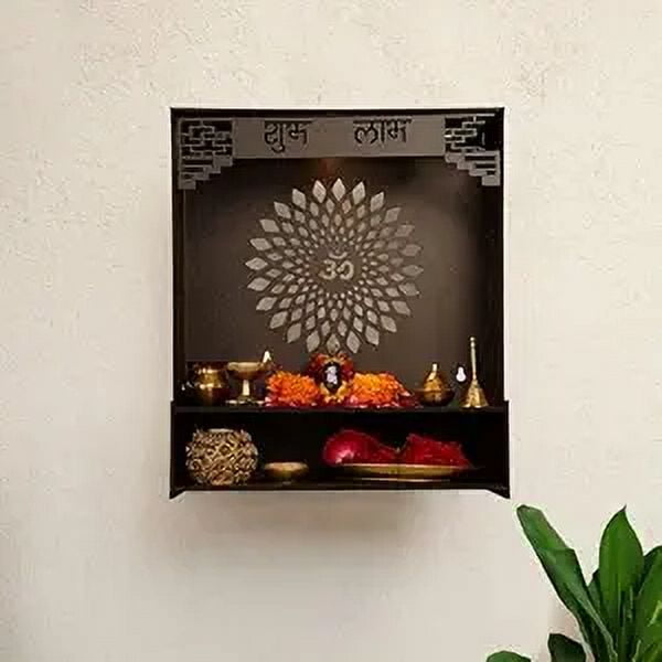 Pooja Wooden Mandir for Home Wall Mounted | Wood Puja Home Temple with ...