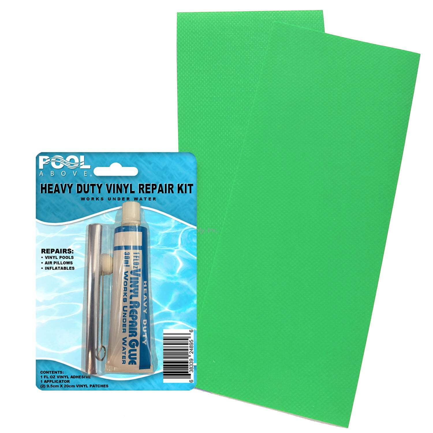 Pool Above 2 Pack 4 x 10" Heavy Duty Green Vinyl Repair Patch Kit for ...