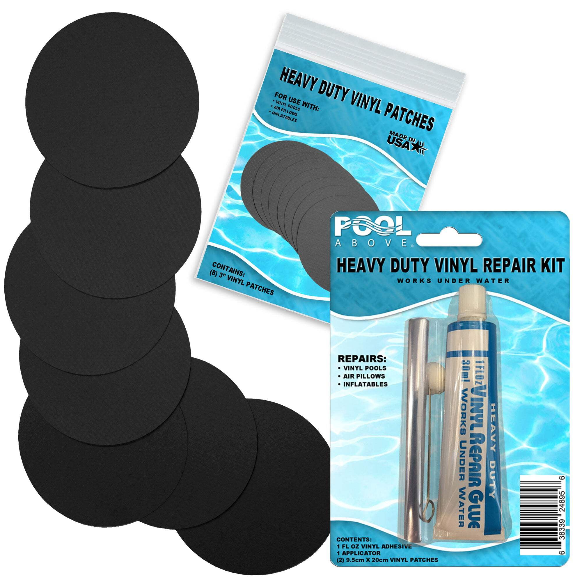 Pool Above, Repair Patch Kit, 3.7" x 7.8" 1 fl oz, Includes Glue ...