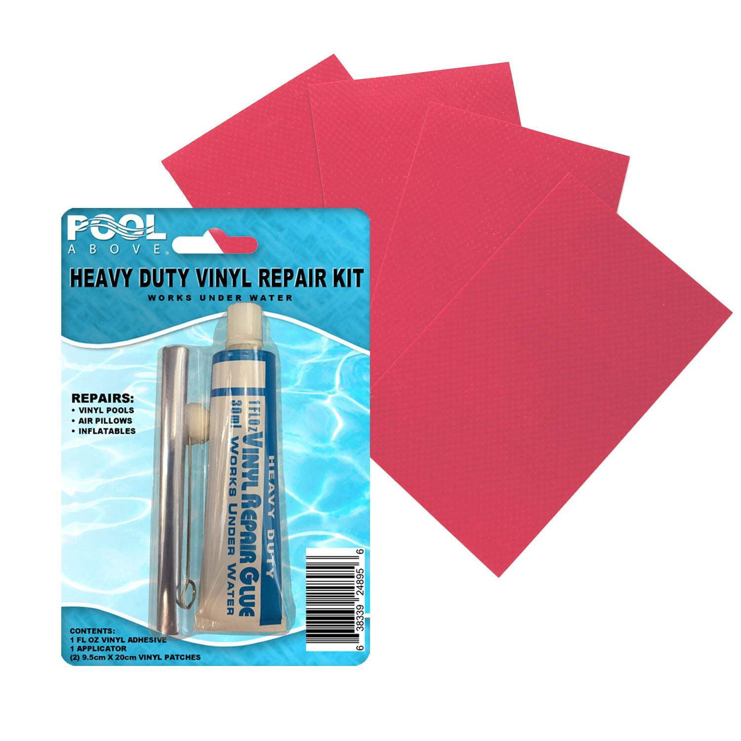 Pool Above 4 Pack 3 x 5" Heavy Duty Pink Vinyl Repair Patch Kit for ...