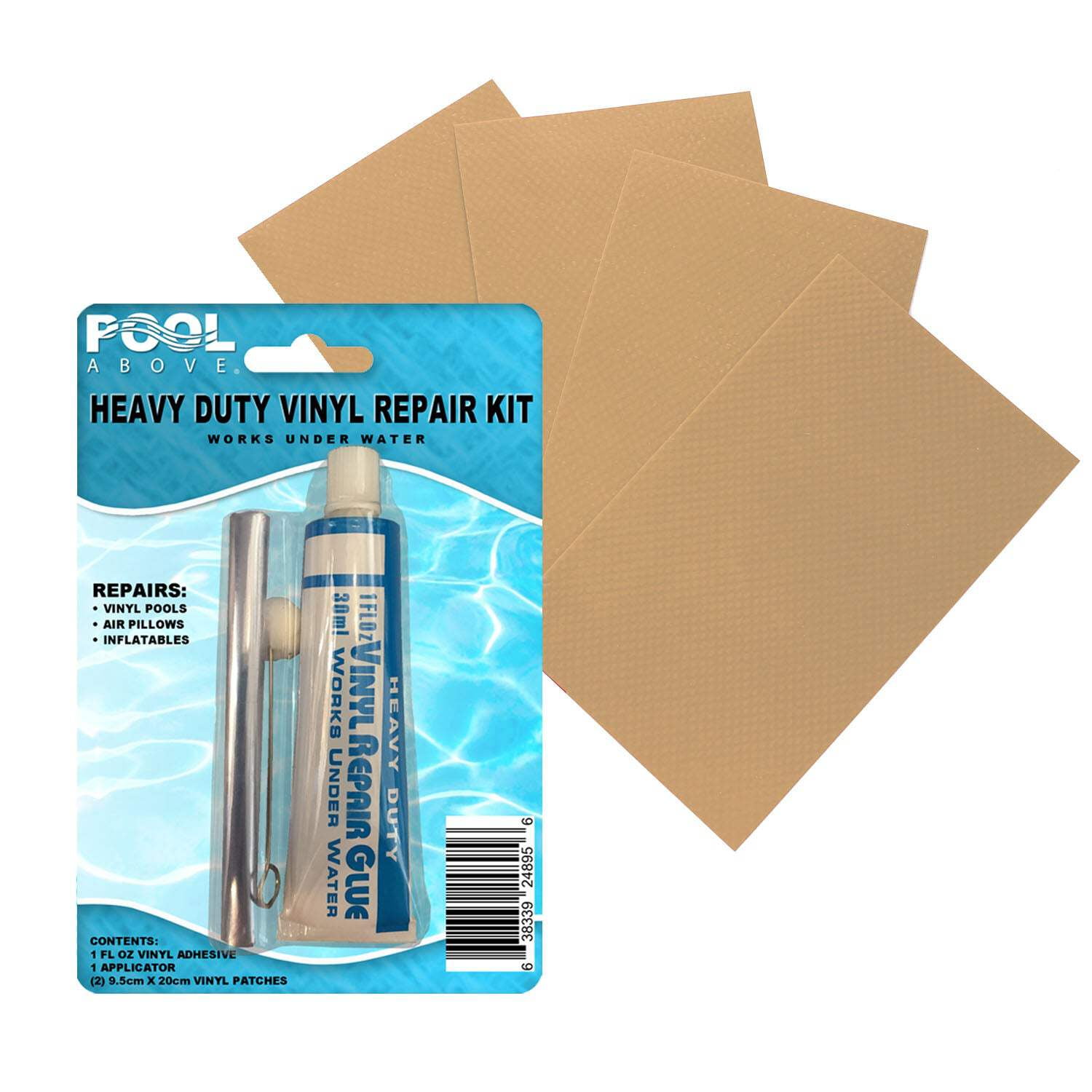 Pool Above 4 Pack 3 x 5" Heavy Duty Tan Vinyl Repair Patch Kit for ...