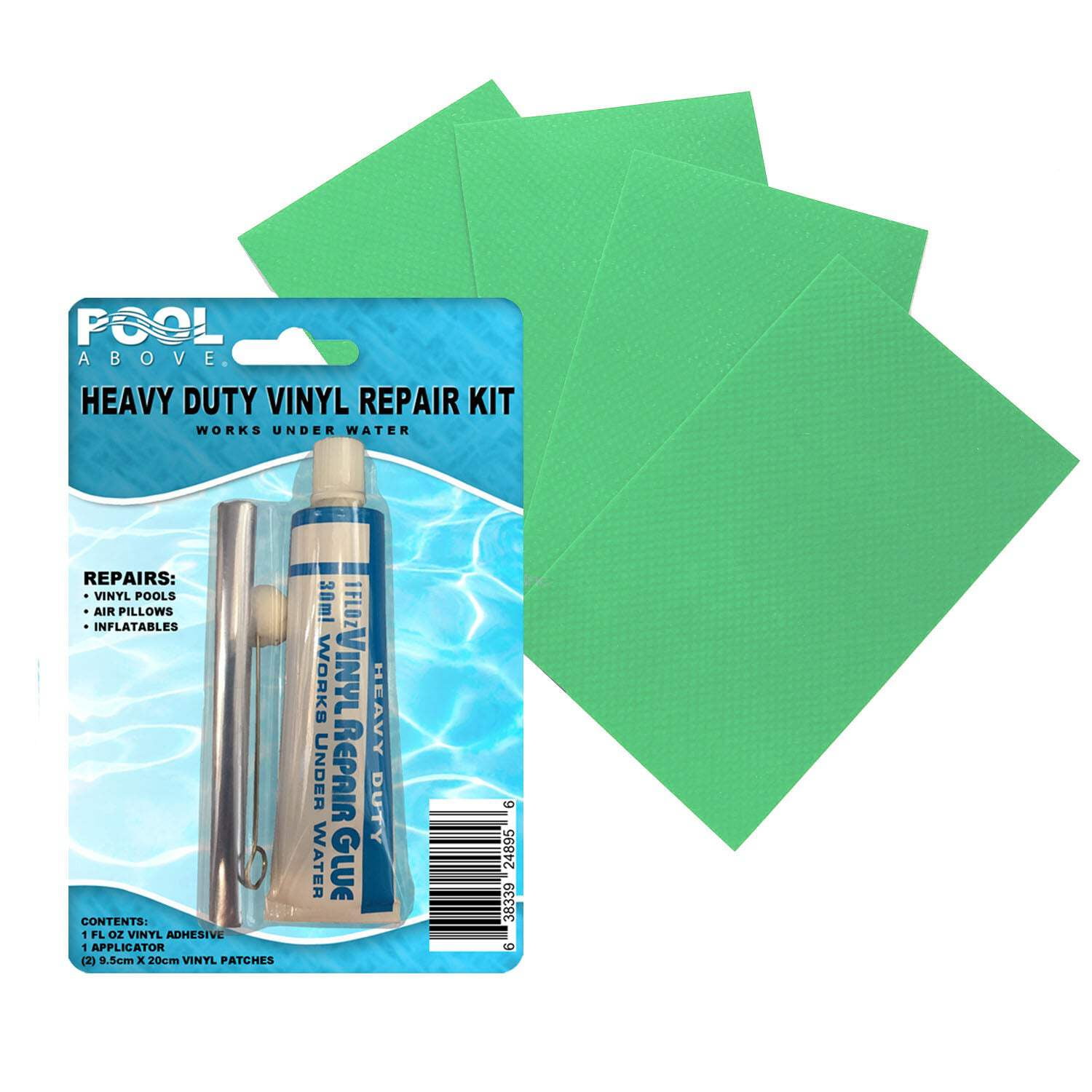 Pool Above 4 Pack of Green 3x5" Vinyl Repair Kit for Boat Raft Kayak ...