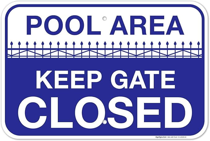 Pool Area Keep Gate Closed Signs,Pool Signs,Metal Sign 12"x8" - Walmart.com