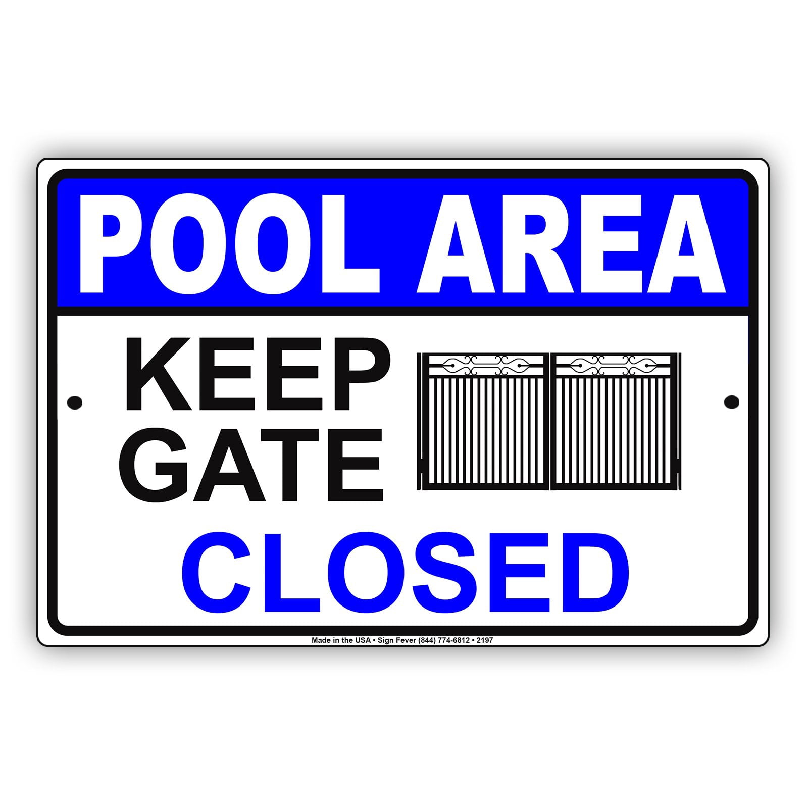 Pool Area Keep Gate Closed With Graphic Courtesy Informational Alert ...
